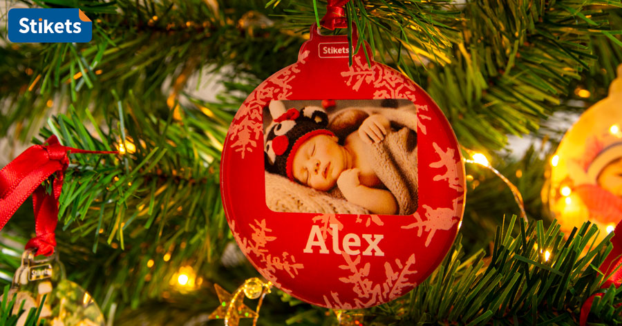 Globuri de Crăciun personalizate cu imagine pătrată - Stikets